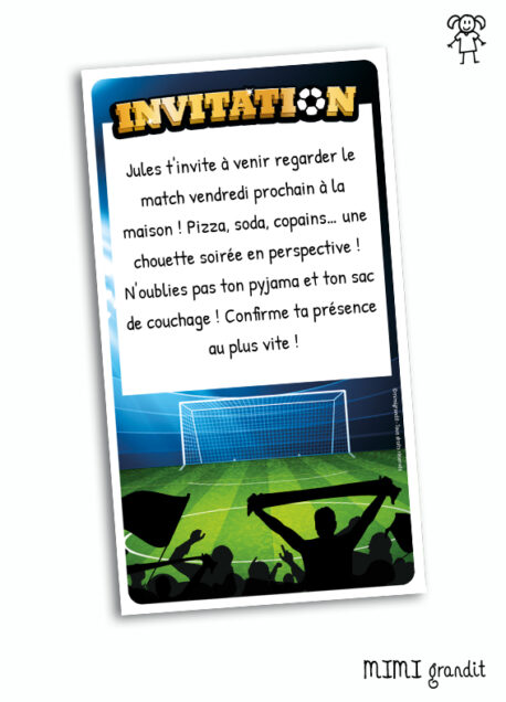 Invitation foot carte à gratter virtuelle anniversaire soirée football